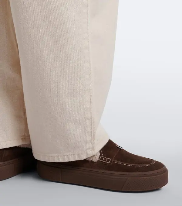 Hogan H705 Shearling-lined Suede Loafers