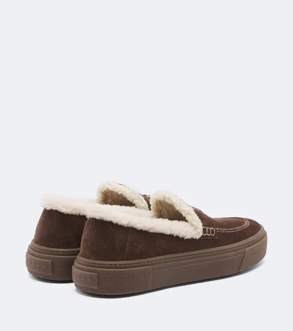 Hogan H705 Shearling-lined Suede Loafers