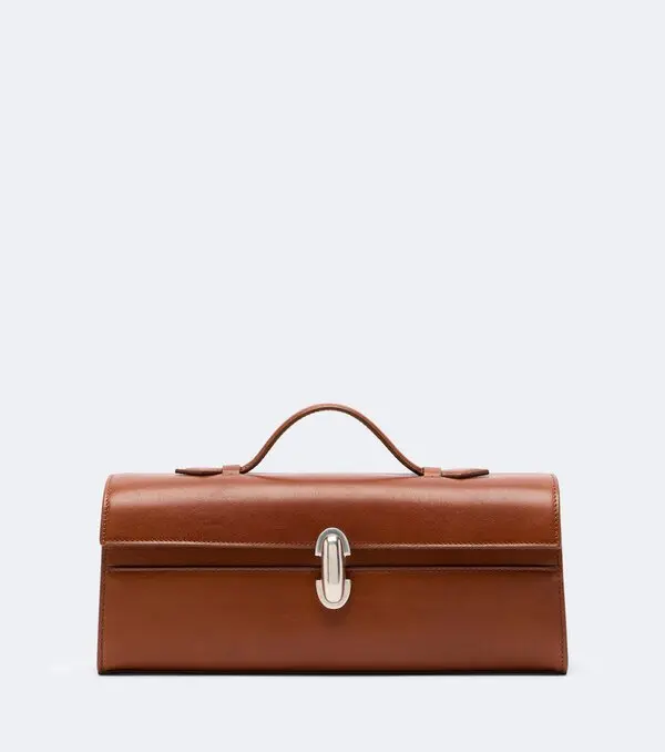 Savette Symmetry Slim Small Leather Top Handle Bag - Brown