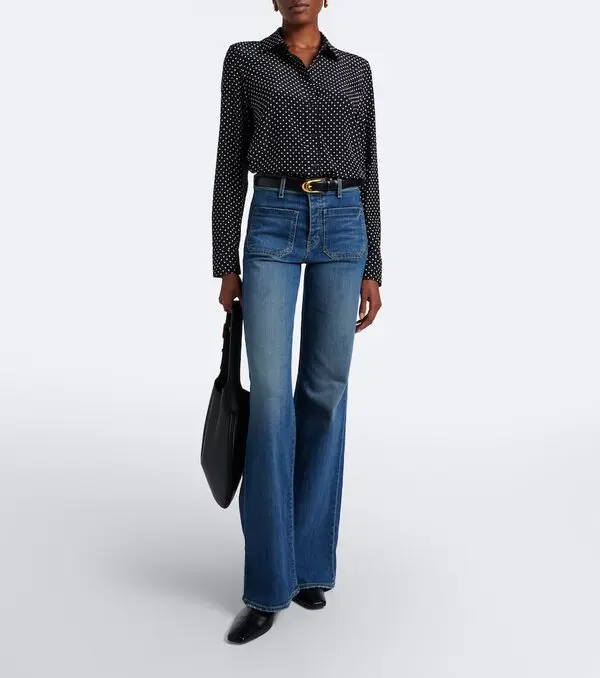 NILI LOTAN Gana Polka-dot Silk Shirt
