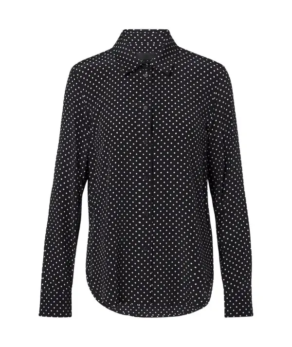 NILI LOTAN Gana Polka-dot Silk Shirt - Black