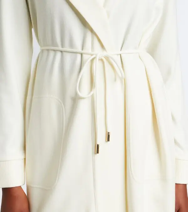Max Mara Virgin Wool Wrap Coat - White