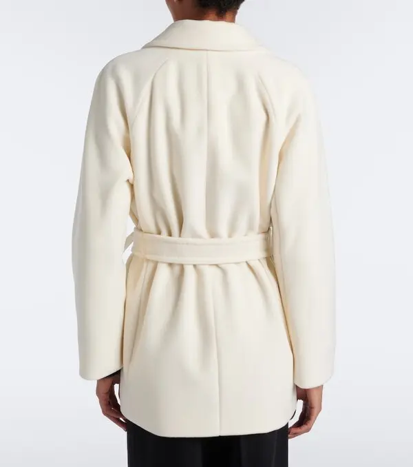 Max Mara Virgin Wool Wrap Coat - White