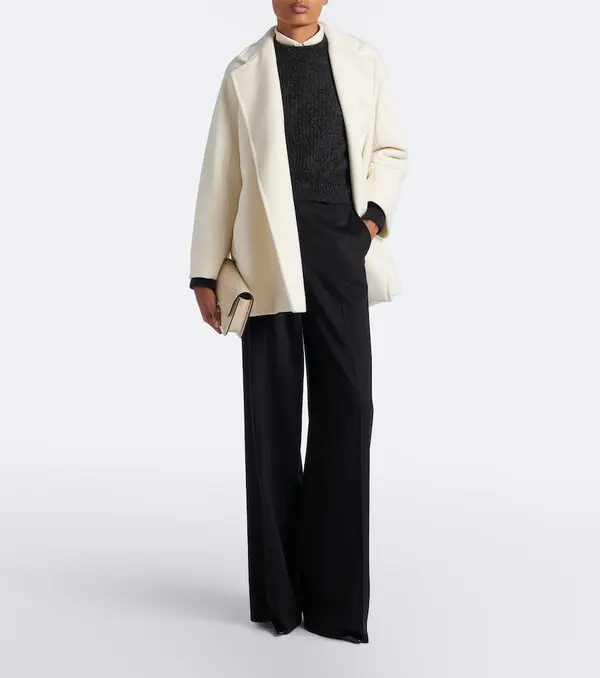 Max Mara Virgin Wool Wrap Coat - White