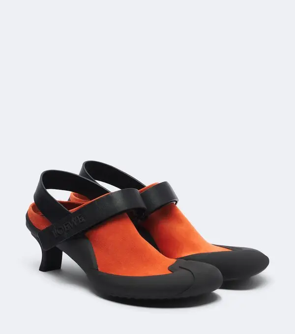 Loewe Dive Slingback Suede Pumps