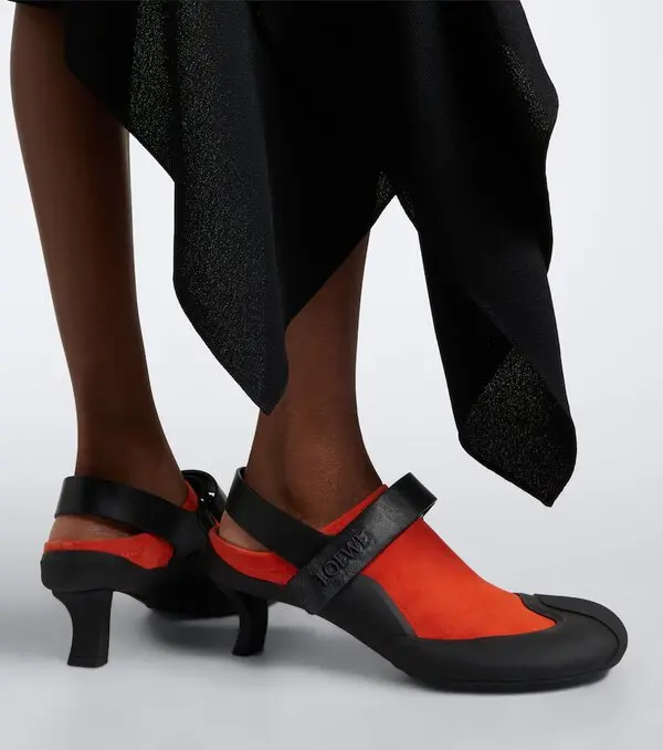 Loewe Dive Slingback Suede Pumps
