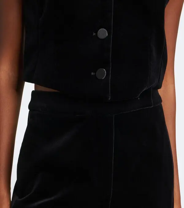 Max Mara Elegante Cotton Velvet Straight Pants - Black