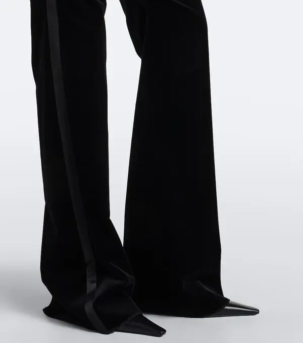 Max Mara Elegante Cotton Velvet Straight Pants - Black