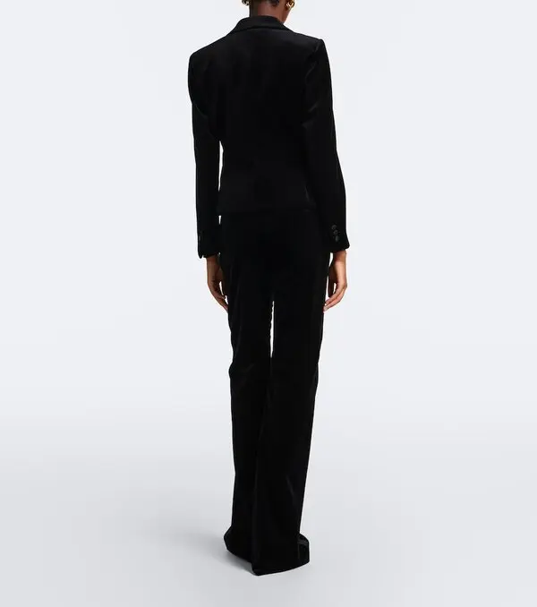 Max Mara Elegante Cotton Velvet Straight Pants - Black