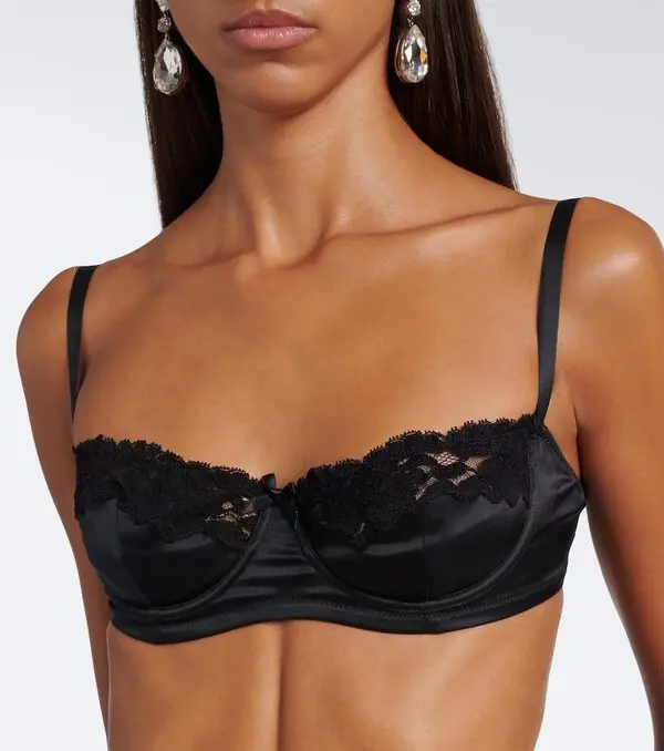 Dolce & Gabbana Lace-trimmed Silk-blend Satin Bra
