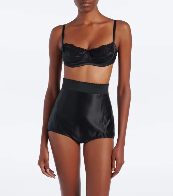 Dolce & Gabbana Lace-trimmed Silk-blend Satin Bra