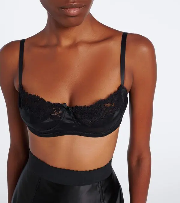 Dolce & Gabbana Lace-trimmed Silk-blend Satin Bra