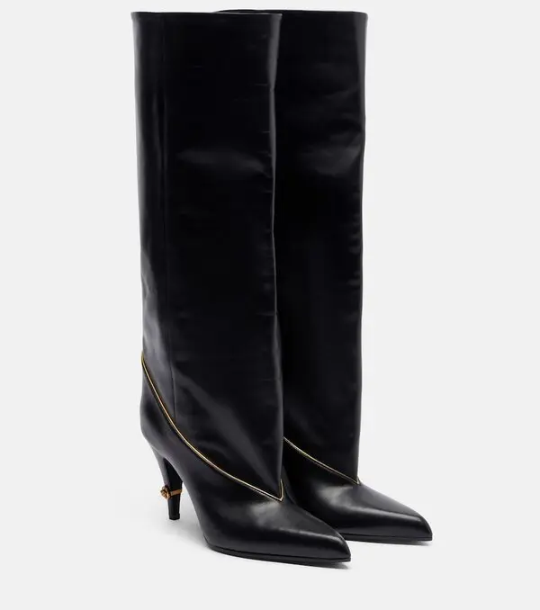 Versace Medusa Leather Mid-calf Boots - Black