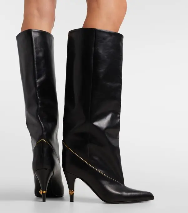 Versace Medusa Leather Mid-calf Boots