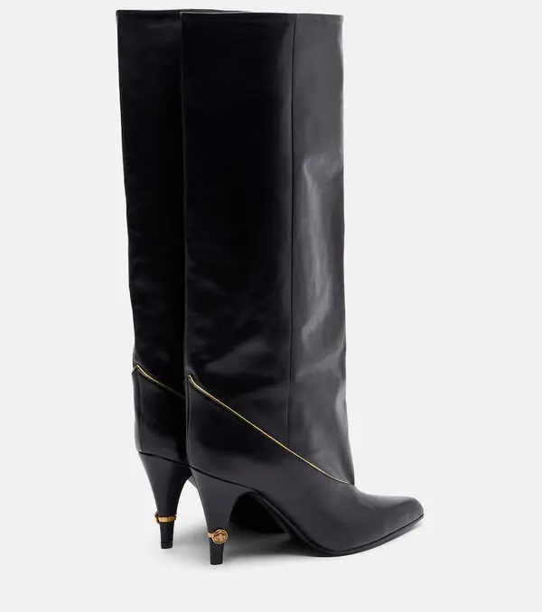 Versace Medusa Leather Mid-calf Boots