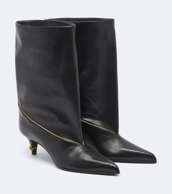 Versace Medusa Leather Mid-calf Boots - Black
