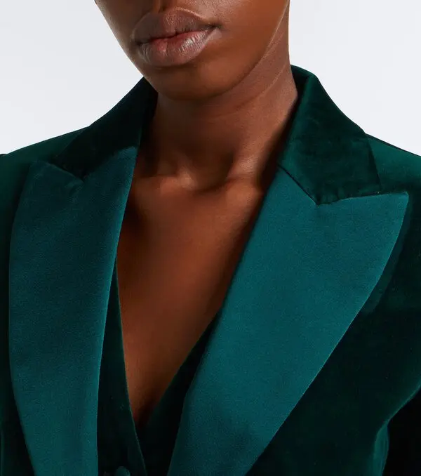 Max Mara Elegante Cotton Velvet Blazer - Green