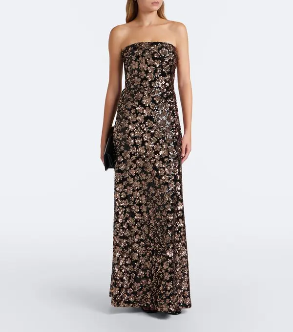 Max Mara Elegante Sequined Gown - Brown