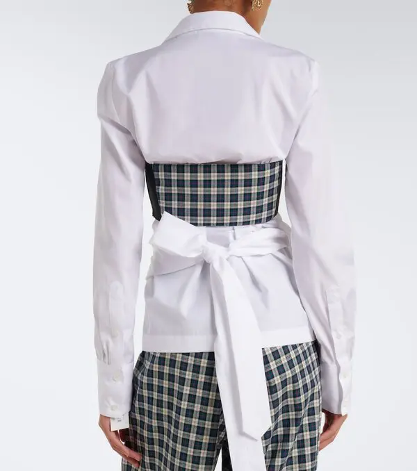 Dries Van Noten Plaid Cotton Flannel Bandeau Top