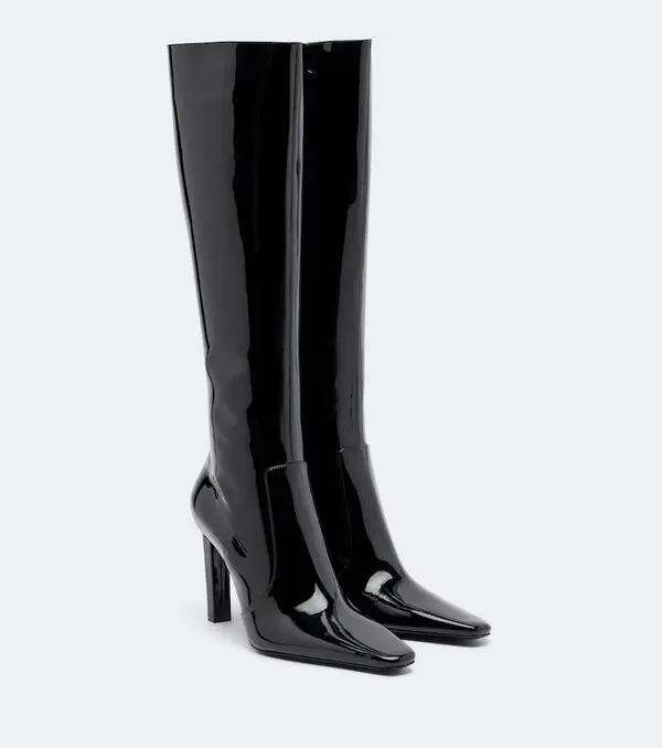 Saint Laurent Francoise Patent Leather Knee-high Boots - Black