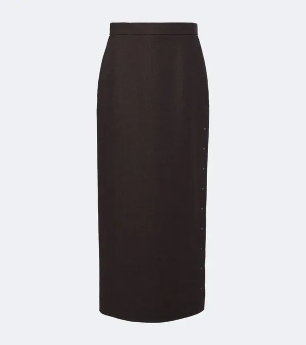 Max Mara Virgin Wool Maxi Skirt - Brown