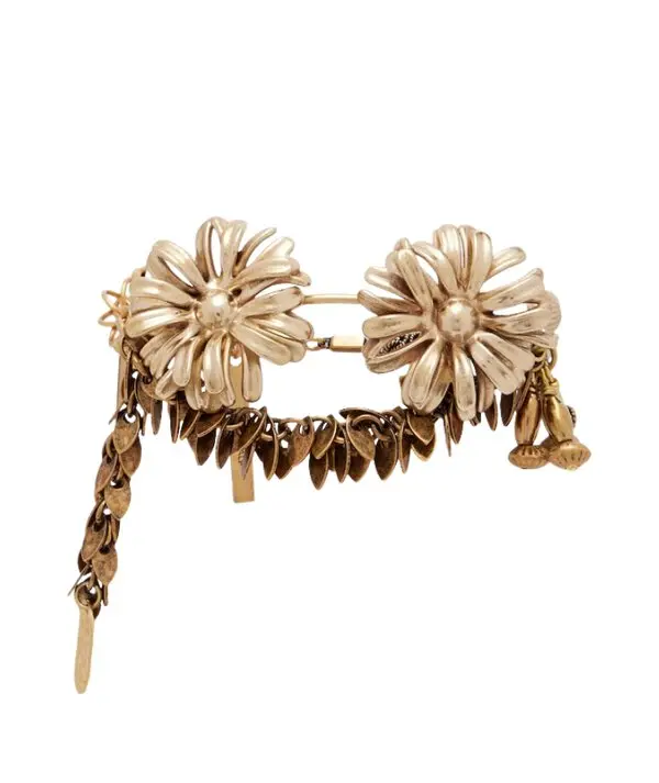 Dries Van Noten Floral Embellished Bracelet - Gold