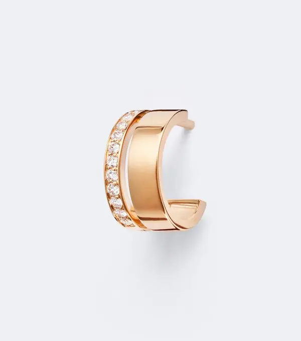 REPOSSI Berbere 18kt Rose Single Hoop Earring With Diamonds - Gold