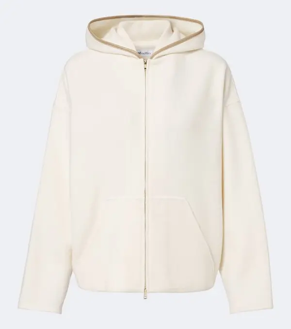Max Mara Wool And Cashmere-blend Hoodie - White
