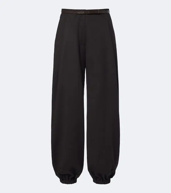 Max Mara Belted Wool-blend Wide-leg Pants
