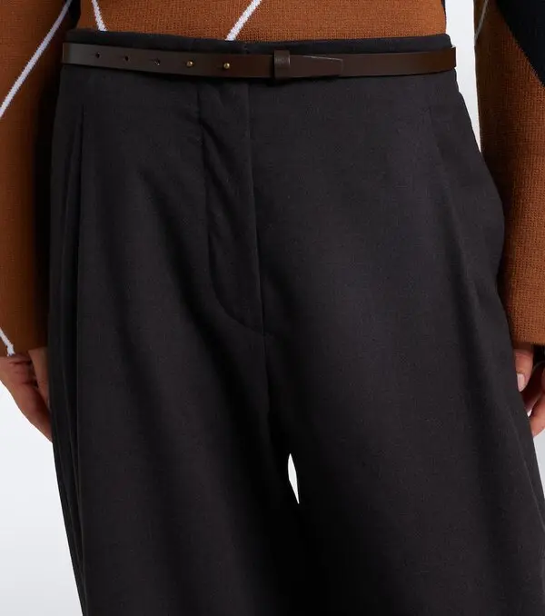 Max Mara Belted Wool-blend Wide-leg Pants