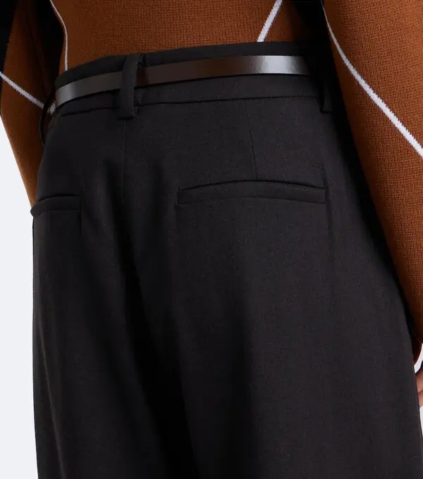 Max Mara Belted Wool-blend Wide-leg Pants