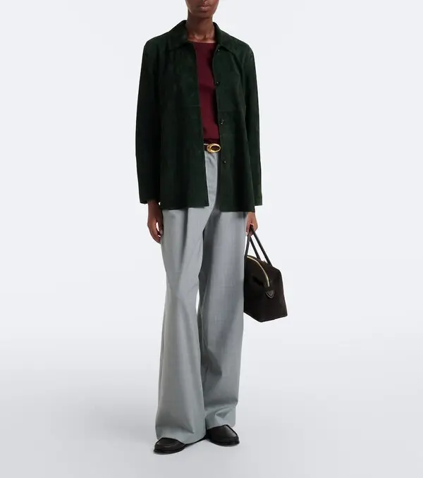 Max Mara Wide-leg Pleated Virgin Wool Pants - Grey