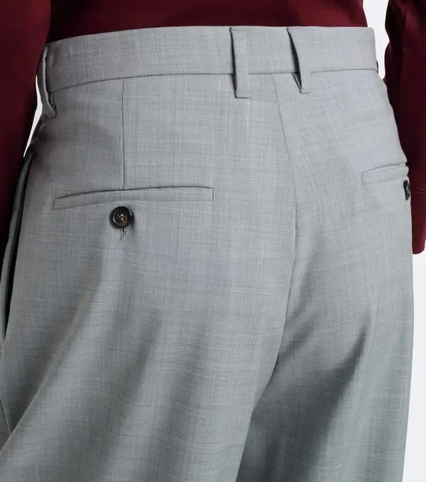 Max Mara Wide-leg Pleated Virgin Wool Pants - Grey