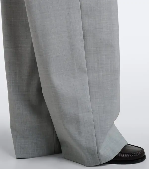 Max Mara Wide-leg Pleated Virgin Wool Pants - Grey