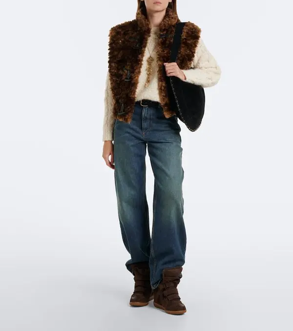 Isabel Marant Étoile Bekett Shearling-lined Suede Wedge Sneakers