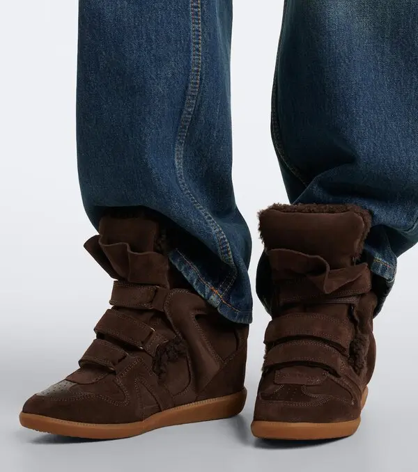 Isabel Marant Étoile Bekett Shearling-lined Suede Wedge Sneakers