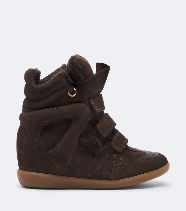 Isabel Marant Étoile Bekett Shearling-lined Suede Wedge Sneakers