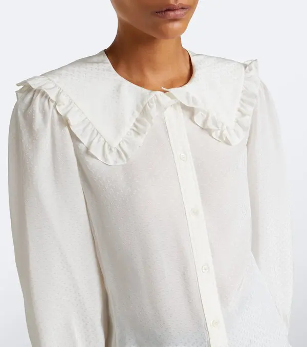 Chloé Embroidered Tie-neck Silk Georgette Blouse