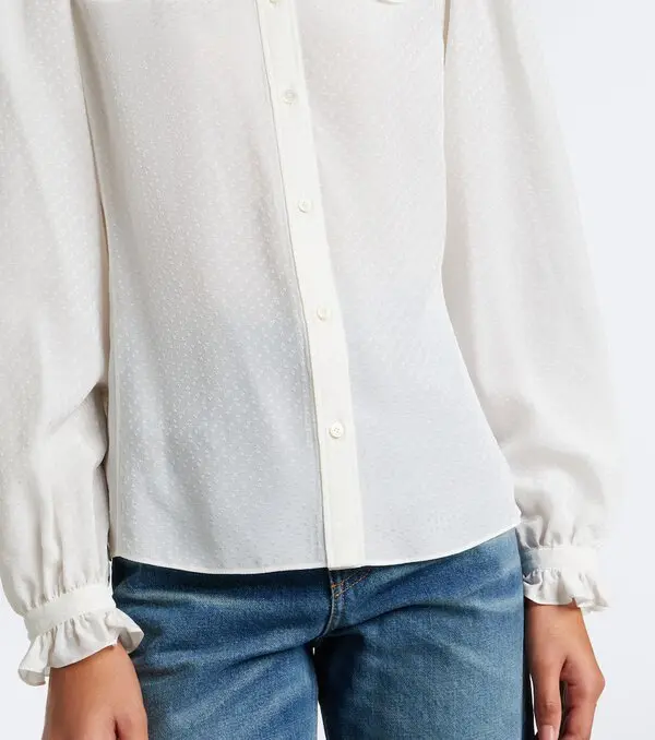Chloé Embroidered Tie-neck Silk Georgette Blouse