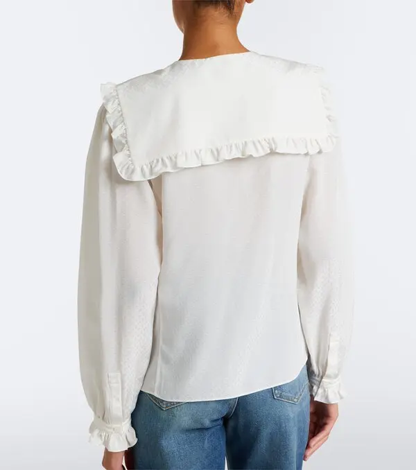Chloé Embroidered Tie-neck Silk Georgette Blouse