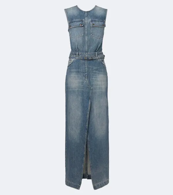 Dries Van Noten Denim Faded Maxi Dress - Blue