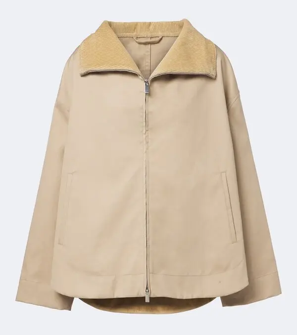 TOTEME Oversized Corduroy-trimmed Cotton Jacket