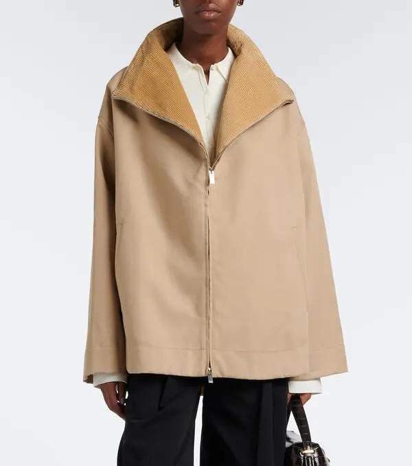 TOTEME Oversized Corduroy-trimmed Cotton Jacket
