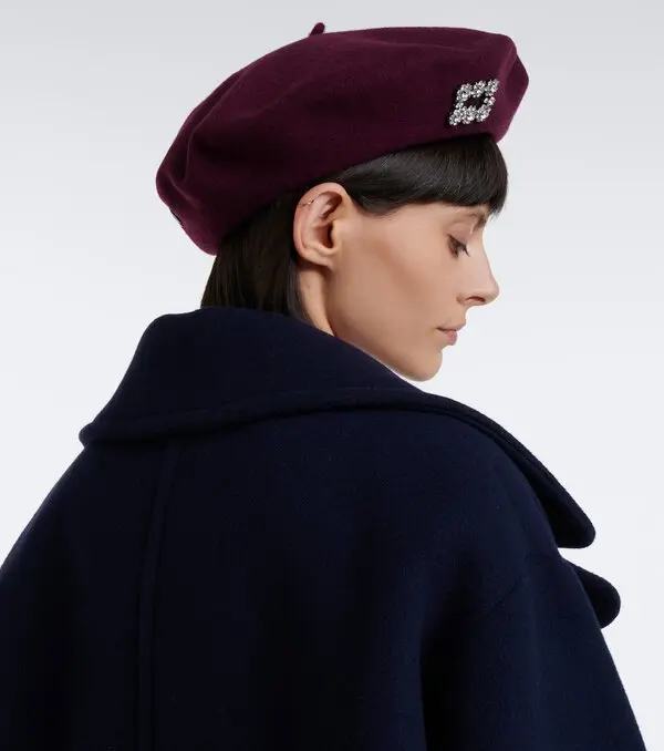 ROGER VIVIER Crystal-embellished Wool Beret
