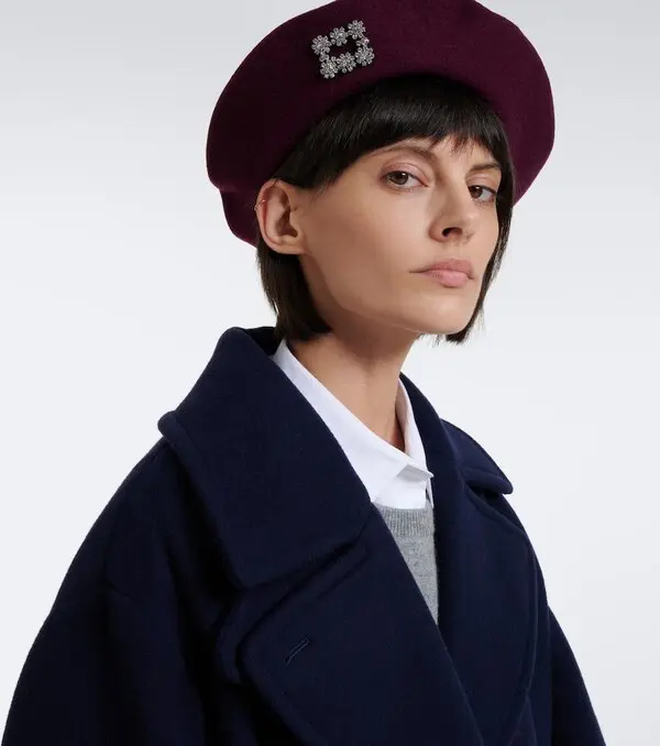 ROGER VIVIER Crystal-embellished Wool Beret