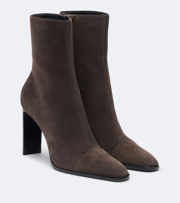 Saint Laurent Venetia Suede Ankle Boots - Brown