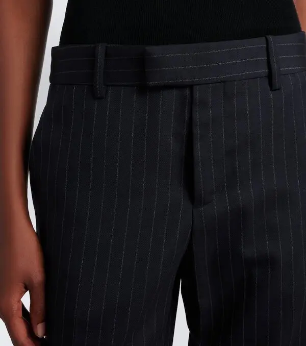 NILI LOTAN Bethany Pinstriped Wool Flared Pants