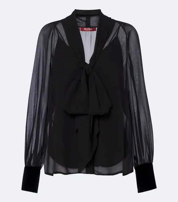 Max Mara Elegante Tie-neck Silk Blouse