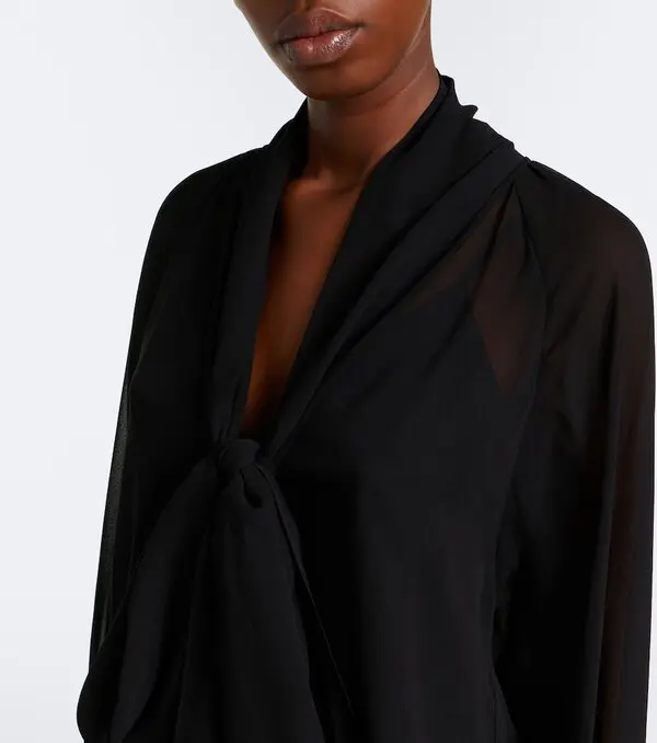 Max Mara Elegante Tie-neck Silk Blouse