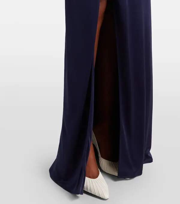 Versace Medusa Draped Ruched Jersey Gown